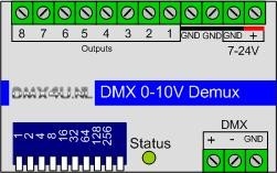 DMX naar 0-10V Interface 8 kanalen - [ 2 variants ] :: DMX4U